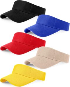 geyoga 5 pcs sports sun visor hats visor women men golf visors hat for men adjustable visor cap athletic visor hat for men women (black, royal blue, red, khaki, yellow)