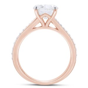 SAVEARTH DIAMONDS 2 Carat Round Cut Lab Created Moissanite Diamond Split Shank Solitaire Engagement Ring In 14K Rose Gold Plated 925 Sterling Silver Jewelry (G-H Color, 2.00 Cttw) Ring Size -6.5