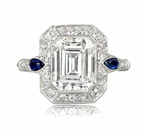 DESTINY JEWEL VintageArtDeco Engagement Wedding Party Ring,Solid 925 Silver Unique Ring, 2ct Round Diamond Ring_US:- 2ct_13