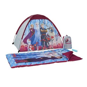 exxel outdoors disney frozen 2 kids camp set - tent, backpack, sleeping bag and flashlight - 4 piece indoor/outdoor frozen 2 kids set,multi