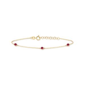 gelin 14k solid gold ruby station bracelet for women