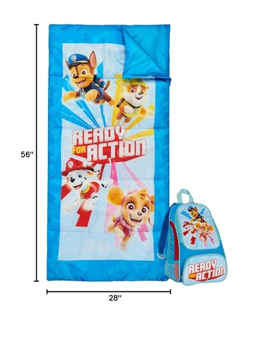 Exxel Outdoors Paw Patrol Backpack and Sleeping Bag Set – Paw Patrol Kids Indoor/Outdoor Kit, 2 Piece Set, Multi, (N-2PC21PAW)