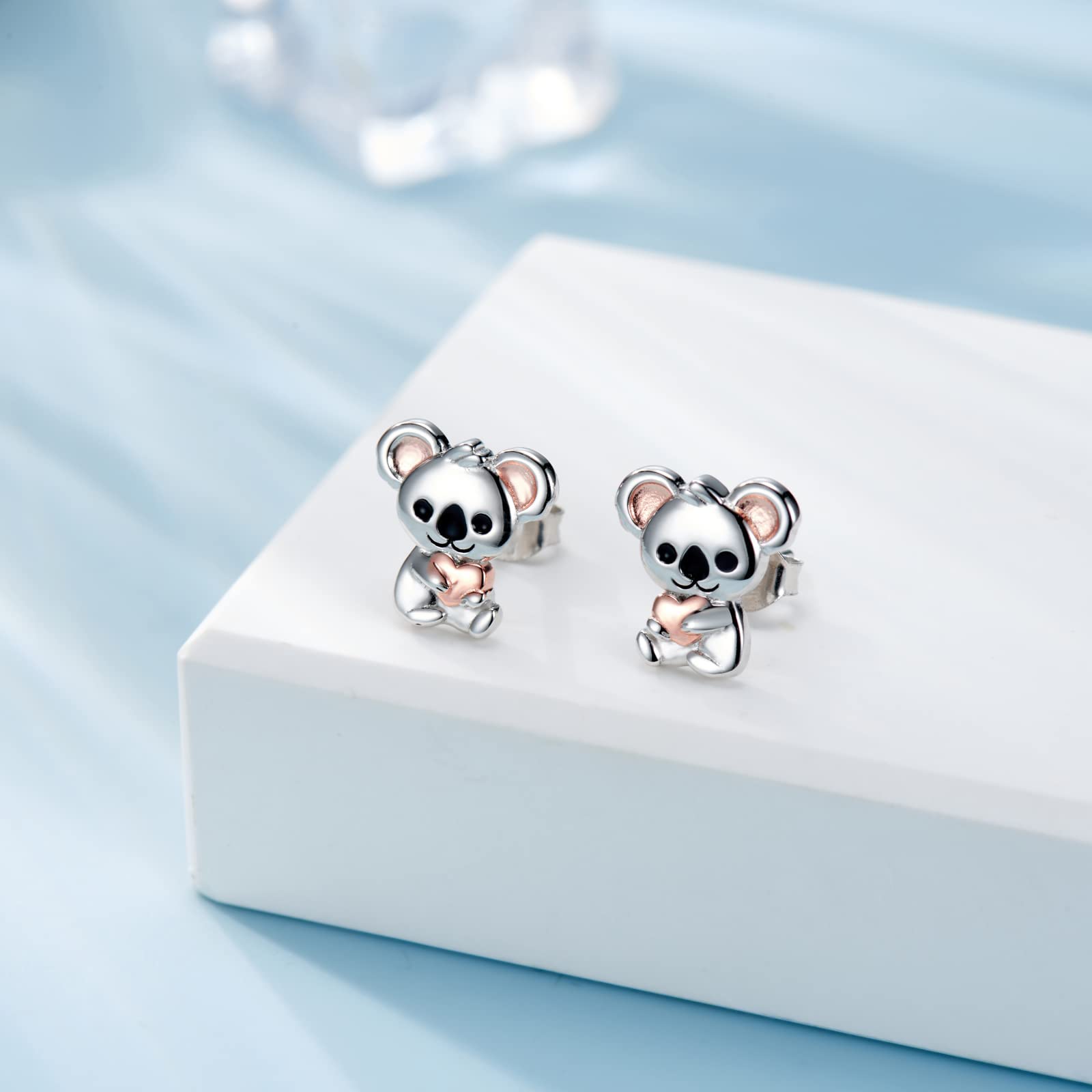 Sterling Silver Animal Stud Earrings: S925 Hypoallergenic Cute Koala Bear Unicorn Bunny Owl Butterfly Panda Earrings for Women Koala Animal Stud Earrings Jewelry Gifts (Koala)