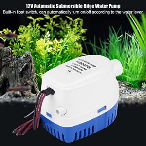 Bilge Pumps for Boats, 1100GPH 12V Automatic Bilge Pump Livewell Pump for Boat Marine Automatic Submersible Boat Water Pump Fully Auto Float Switch Internal