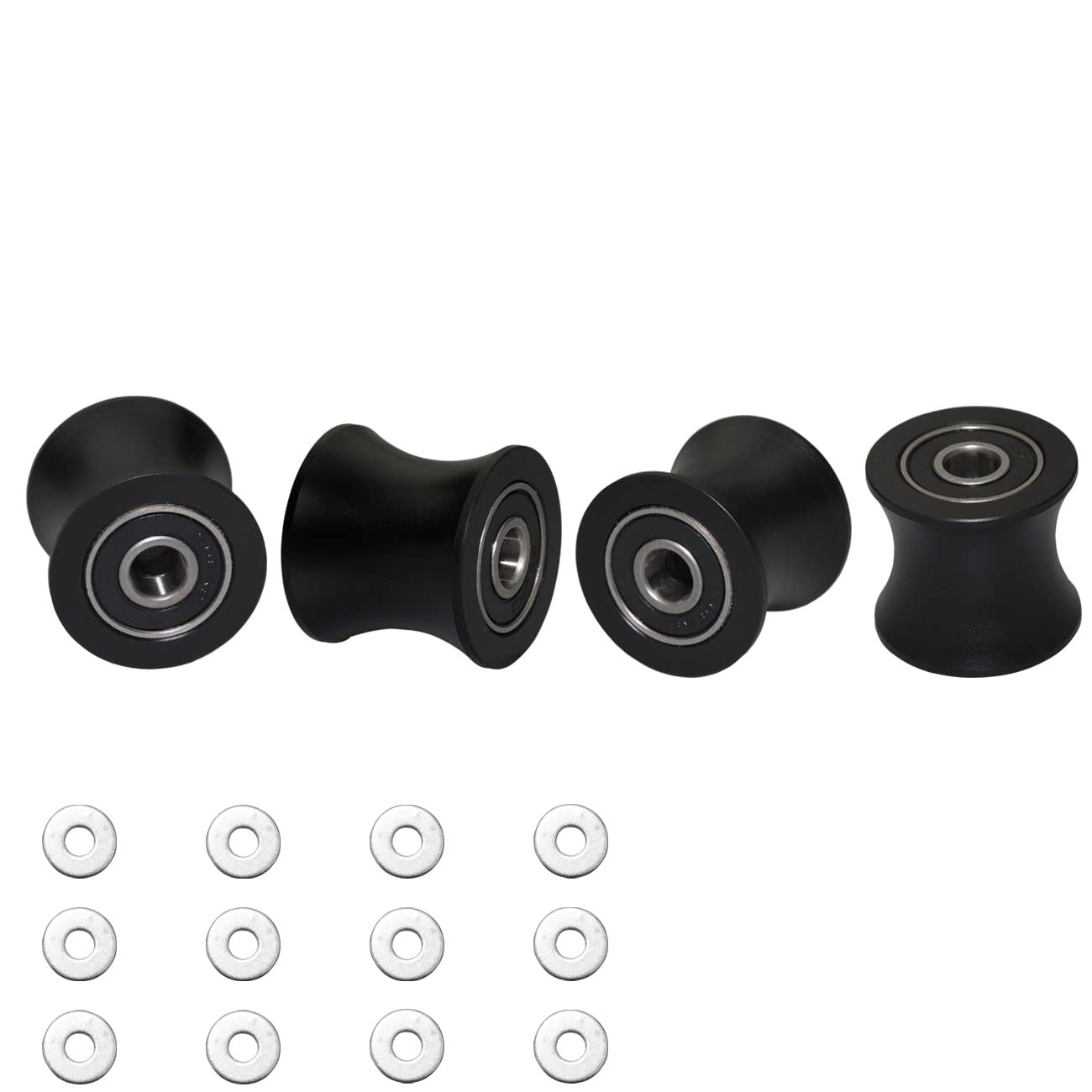 FRECCU Total Gym Replacement Set of 4 Wheels/Rollers for Models DLX, DLX II, DLX III, Adv DLX, Pilates, Pilates Pro 2500, 3000, 4000，570, 2000 （Black）