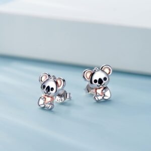 Sterling Silver Animal Stud Earrings: S925 Hypoallergenic Cute Koala Bear Unicorn Bunny Owl Butterfly Panda Earrings for Women Koala Animal Stud Earrings Jewelry Gifts (Koala)