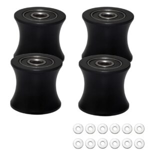 FRECCU Total Gym Replacement Set of 4 Wheels/Rollers for Models DLX, DLX II, DLX III, Adv DLX, Pilates, Pilates Pro 2500, 3000, 4000，570, 2000 （Black）