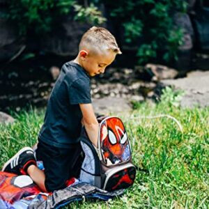 Exxel Marvel Spiderman Superhero Kids Outdoor Youth Sized 2 Piece Camping Set with Matching Sleeping Bag and Carrying Backpack, Multicolor