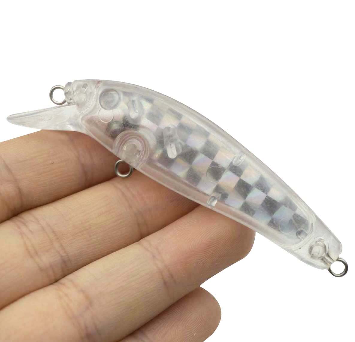 10PCS Unpainted Lure Blanks 5.22g 7.5cm Crankbait Simulation Blank Body Clear Hard Baits Trout Salmon Minnow Lure Popper Lures Topwater Freshwater 380