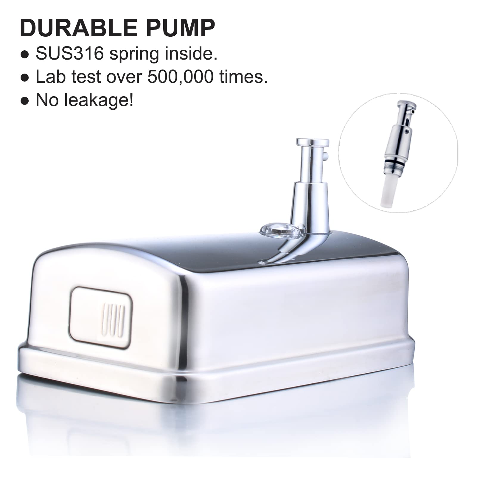 VANNSOO Commercial Soap Dispenser Wall Mount Stainless Steel Manual Liquid Pump Rust-Proof Leak Free for Bathroom (34 fl.oz./1000ml)