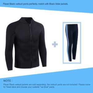 HIGI Flexel Wetsuit Top Men,2mm Mens Wetsuit Top Keep Warm in Cold Water Front Zip Wetsuit Jacket Men for Surfing,Kayaking,Snorkeling,Paddle Boarding, Mens Black, X-Large