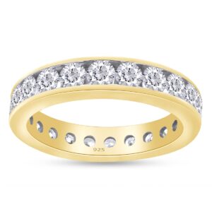 savearth diamonds 2.00 carat round cut lab created moissanite diamond eternity stackable wedding band ring in 14k yellow gold plated 925 sterling silver jewelry (g-h color, 2.00 cttw) ring size - 5.5