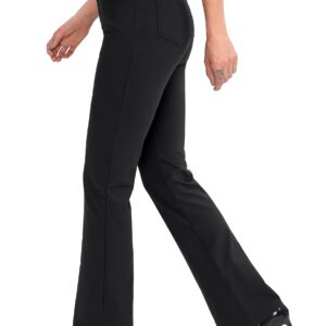 Rammus 28"/30"/32"/34" Women's Yoga Dress Pants Stretch Work Business Casual Slacks for Women Bootcut Office Trousers with 4 Pockets Black