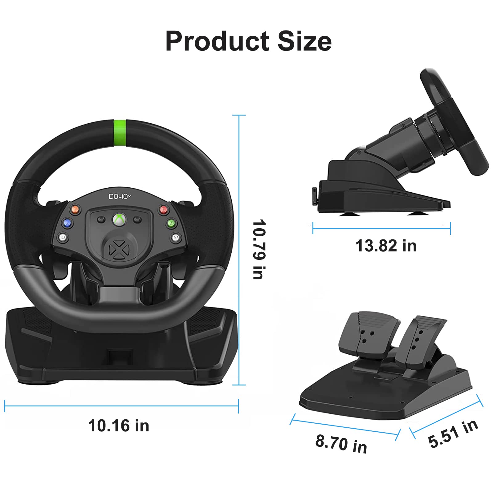 Steering Wheel for Xbox 360，PC Gaming Racing Wheel，volante para PC, 180 Degree Driving Wheel with pedals and shifter for XBOX 360 / PS3 / PC/Switch/Android