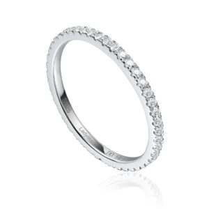 ladylike moissanite wedding band full eternity rings for women sterling silver 18k white gold plated 0.44-0.57 carat d color vvs1 stackable lab created diamond engagement anniversary band size 7