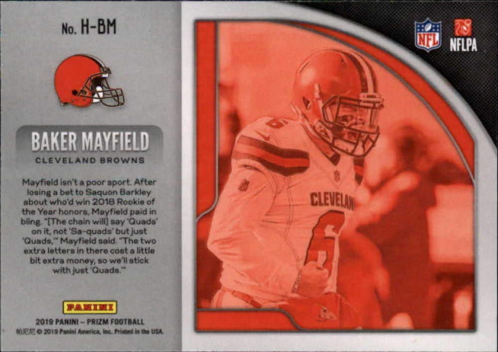 2019 Painin Prizm Hype #11 Baker Mayfield Cleveland Browns Official NFL Football Trading Card in Raw (NM or Better) Condition