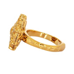 ETHNIQ Felicia Collection Statement Ring Floral Design 22K Gold Plated adorned with Yellow Sapphire Cubic Zirconia Gift Ideas for All occasions & Seasons Women's rings Size 10.25