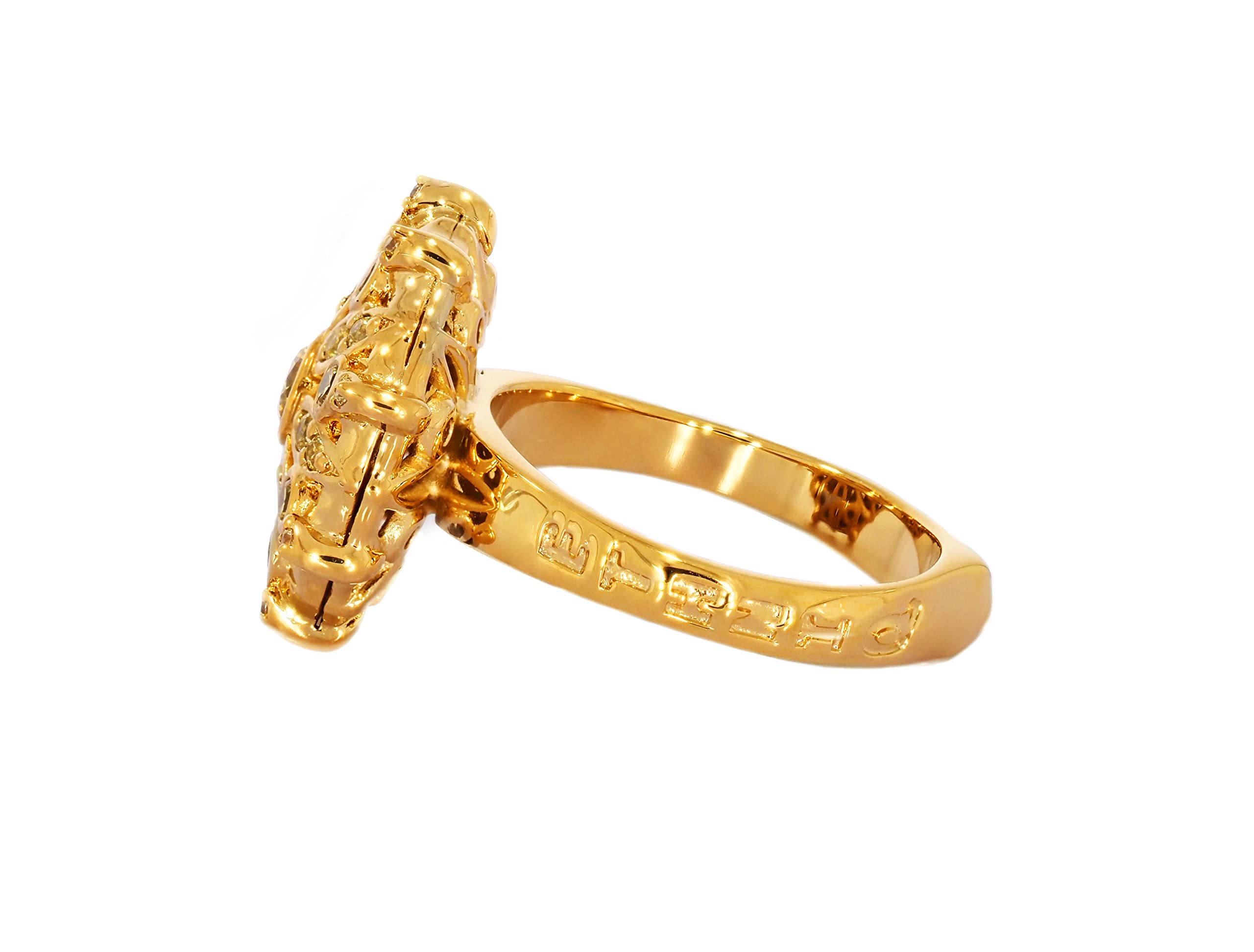 ETHNIQ Felicia Collection Statement Ring Floral Design 22K Gold Plated adorned with Yellow Sapphire Cubic Zirconia Gift Ideas for All occasions & Seasons Women's rings Size 10.25