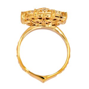 ETHNIQ Felicia Collection Statement Ring Floral Design 22K Gold Plated adorned with Yellow Sapphire Cubic Zirconia Gift Ideas for All occasions & Seasons Women's rings Size 10.25