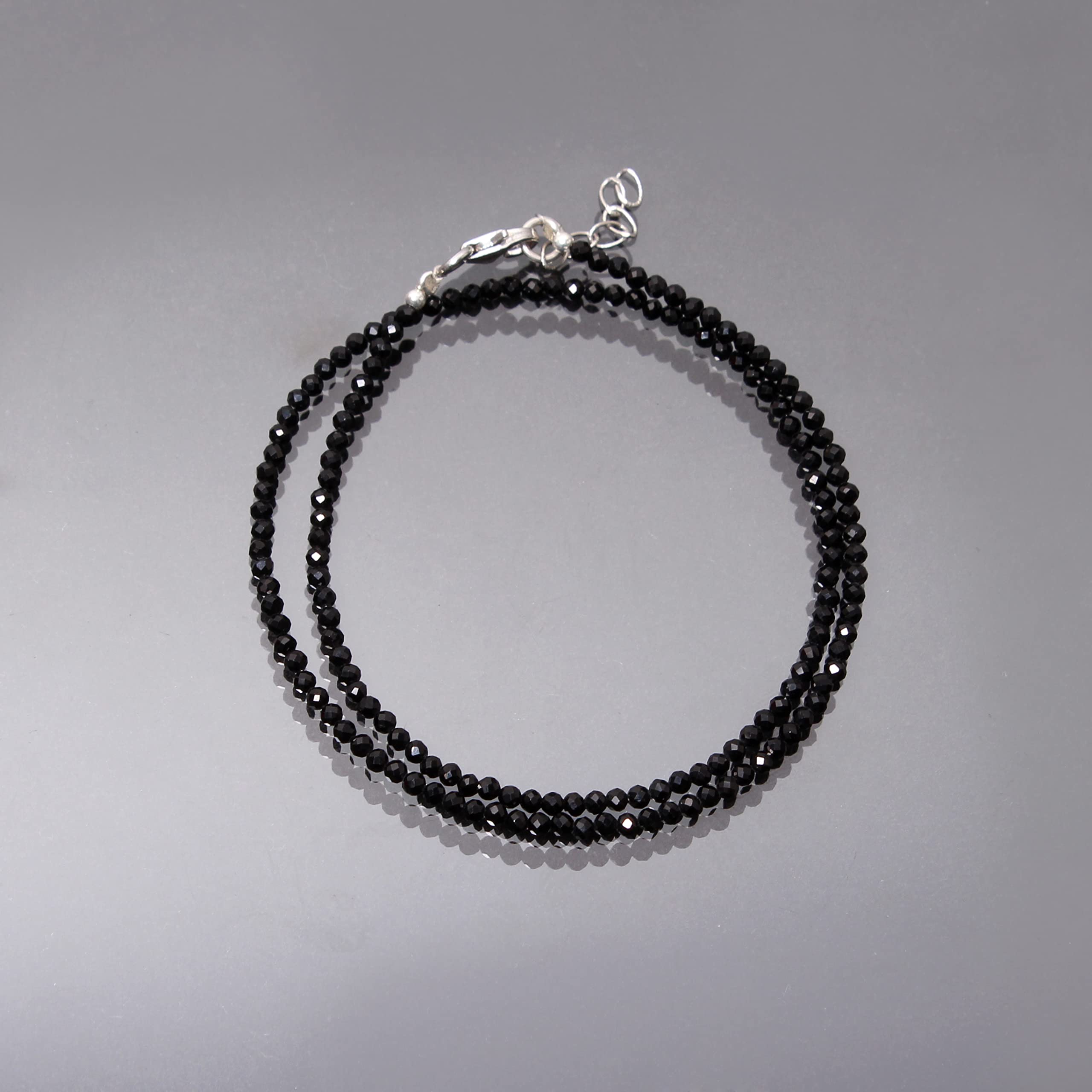 A&M Natural Black Spinel Faceted Round 925 Sterling Silver Necklace With Adjustable Chain, Healing Black Spinel Beaded Necklace, Black Spinel Necklace, Beautiful Black Spinel Beads Necklace, Handmade Black Spinel Necklace Jewelry For Casual Wear And Gift