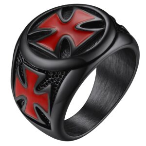 faithheart masculine punk knight templar cross ring size 10 fashion stainless steel maltese symbol jewelry for woman