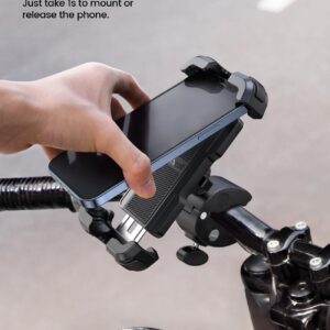 Lamicall Motorcycle Phone Mount, Bike Phone Holder - Upgrade Quick Install Handlebar Clip for Bicycle Scooter, Cell Phone Clamp for iPhone 16 15 Pro Max/ 14/13, Galaxy S10 and More 4.7-6.8" Phone