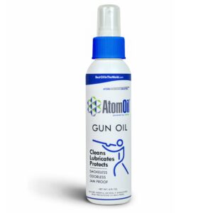 atomoil gun oil for gun cleaning kit | gun cleaner, lubricant, and protectant | non-toxic, odorless formulation for safe handling | gun accessories and gun cleaning supplies | 4 fl oz. bottle