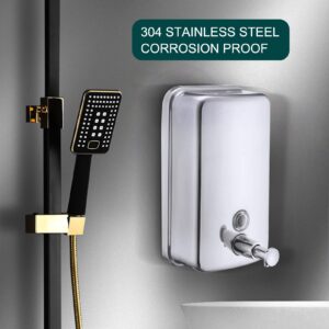 VANNSOO Commercial Soap Dispenser Wall Mount Stainless Steel Manual Liquid Pump Rust-Proof Leak Free for Bathroom (34 fl.oz./1000ml)