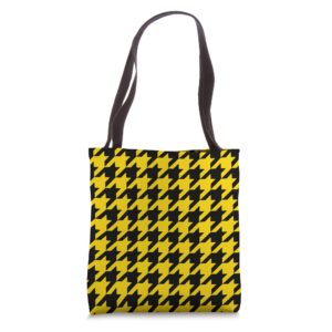 aesthetic yellow black houndstooth pattern fashionable girly tote bag