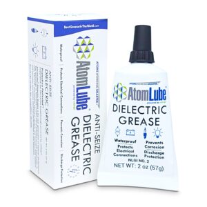 atomlube dielectric grease, 2 oz. tube | waterproof dielectric silicone grease for electrical connectors, switches, and sensors | safe high temp grease & multipurpose electric grease