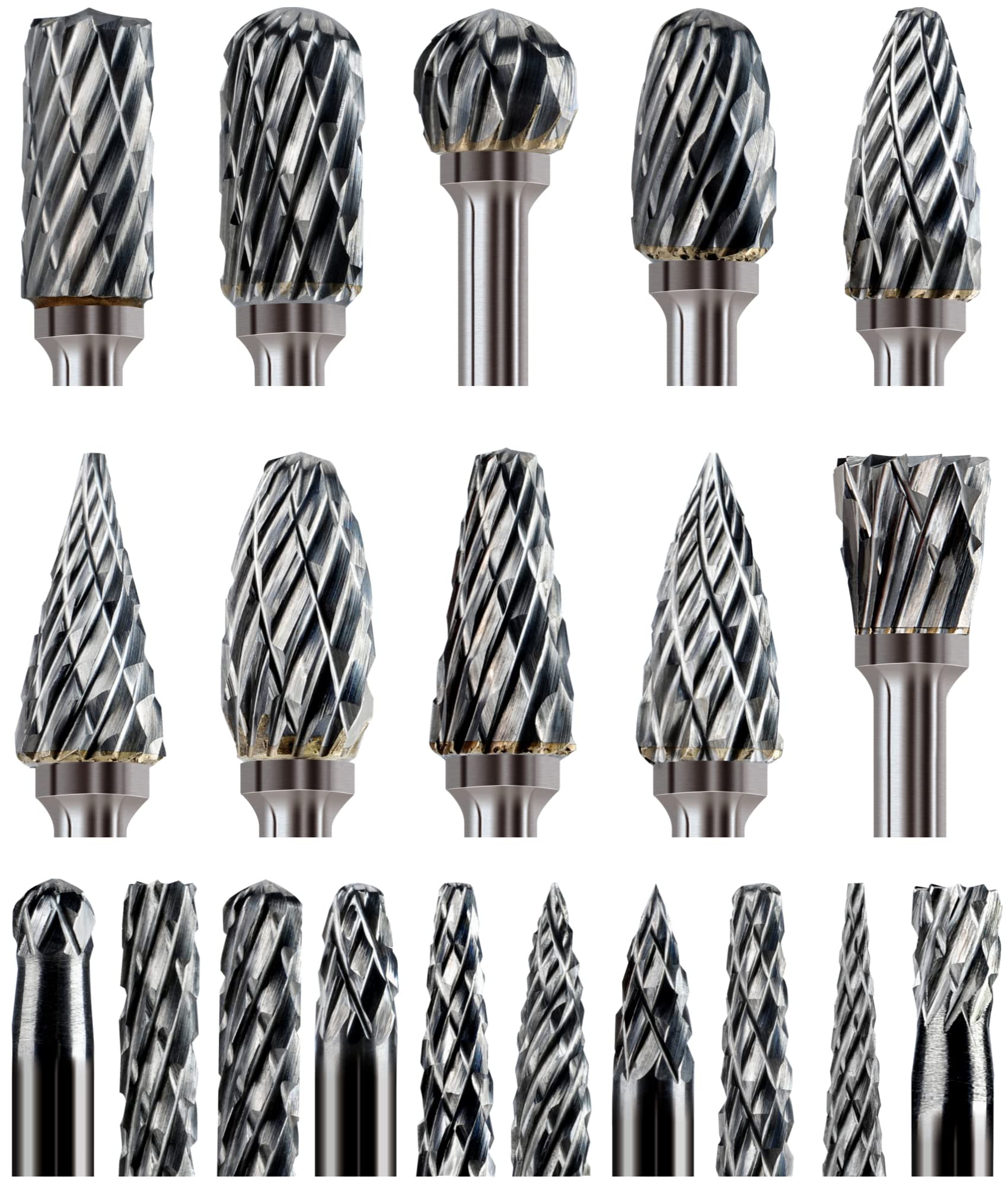 Sworker 20 Pcs 1/8" Shank Carbide Burr Bits Compatible with Dremel Bits Metal Grinding Bits Wood Stone Carving Cutting Engraving Grinder Kit Attachment Rotary Tool Accessories Set Harder than Diamond