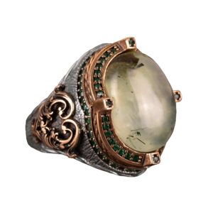 falcon jewelry real natural jade prehnite gemstone ring, 21.75 carat, jade ring, 925 sterling silver ring, handmade jewelry green