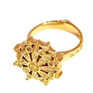 ETHNIQ Felicia Collection Statement Ring Floral Design 22K Gold Plated adorned with Yellow Sapphire Cubic Zirconia Gift Ideas for All occasions & Seasons Women's rings Size 10.25