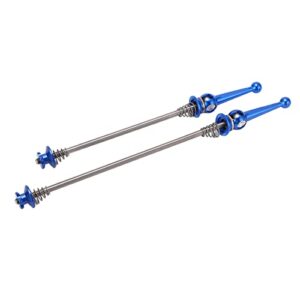 ranvo bike hub quick release poles, cnc cutting good performance front rear titanium alloy axle skewer lever for road bike(blue)