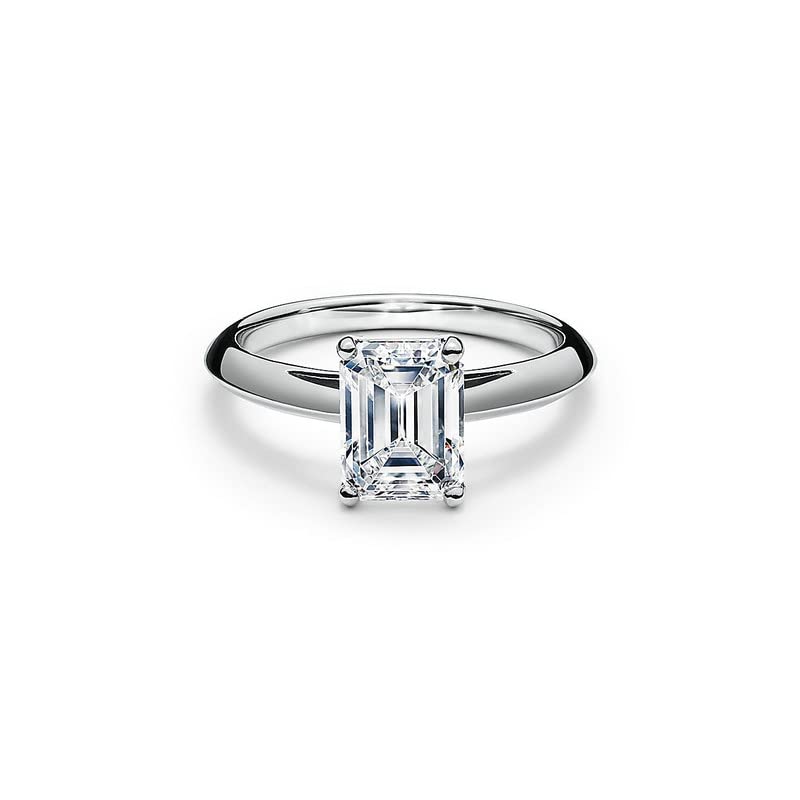 VINSON 2 Ct Emerald Cut Moissanite Solitaire Ring in Sterling Silver Engagement Ring For Women (12.5)