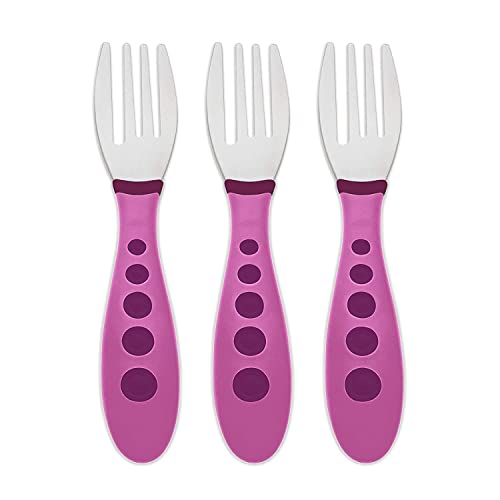 NUK First Essentials Kiddy Cutlery Forks (3 Count (Pack of 1) Purple)