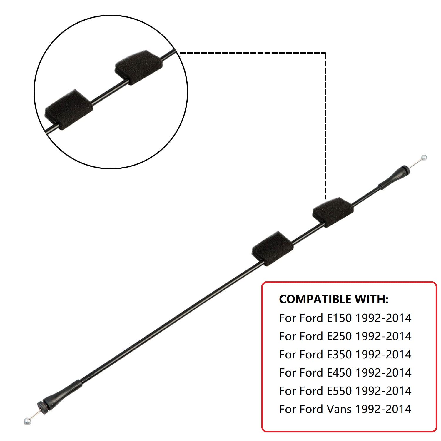 VKVXCLON Door Latch Cable Rear Right Side Compatible with Ford E150 E250 E350 E450 E550 Econoline Van 1992-2014 Rear Cargo Door Latch Release Cable Replaces# 8C2Z15431A02C 924-351