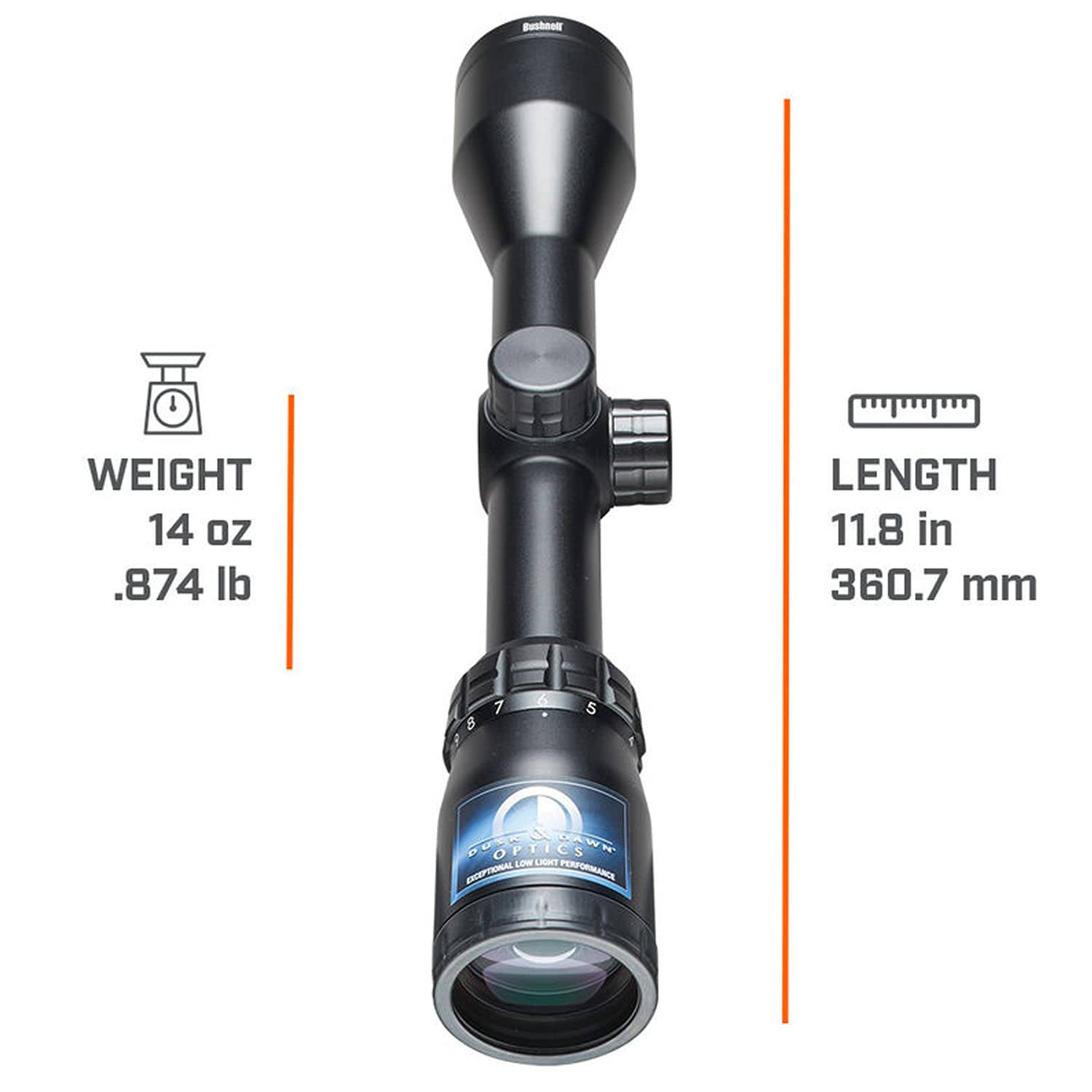 Bushnell Banner Dusk & Dawn 3-9x40 Matte Black Multi-X Reticle Riflescope with Scope Rings (3.46" Eye Relief)