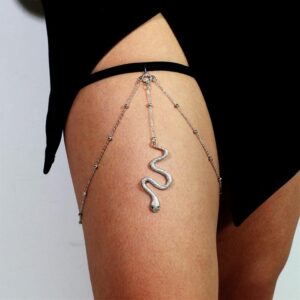 blindery snake thigh chain jewelry silver leg chain sexy leg jewelry beads party rave for women and girls