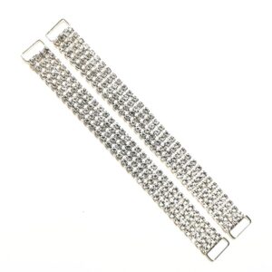 10pcs 4rows 165mm full crystal rhinestone bikini connectors buckle metal chain for swimming wear bikini decoration (silver clear)