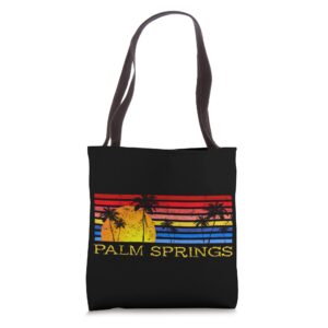 palm springs california sunset palm trees retro souvenir tote bag