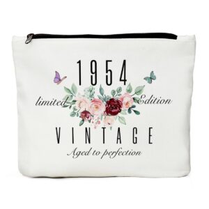 jiuweihu 70th birthday gifts for women, 70th birthday decorations present, 70 year old birthday gift ideas for sisters, friend, coworker, grandma, mom, boss 1954 limited edition makeup bag