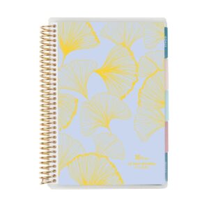 a5 spiral - bound wellness planner. 3 months of planning pages. daily food, movement, and self-care trackers. reflection and celebration pages. 6 tabs. sticker sheet included by erin condren.