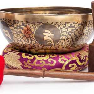 Large Tibetan Singing Bowl Set - Hand Carved 12" Master Healing Professional Grade For Sound Bath Chakra 7 Metal Meditation Yoga By Himalayan Bazaar