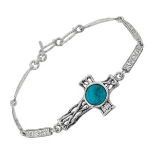 silpada 'cross to wear' pressed turquoise bracelet in sterling silver, 7.25"