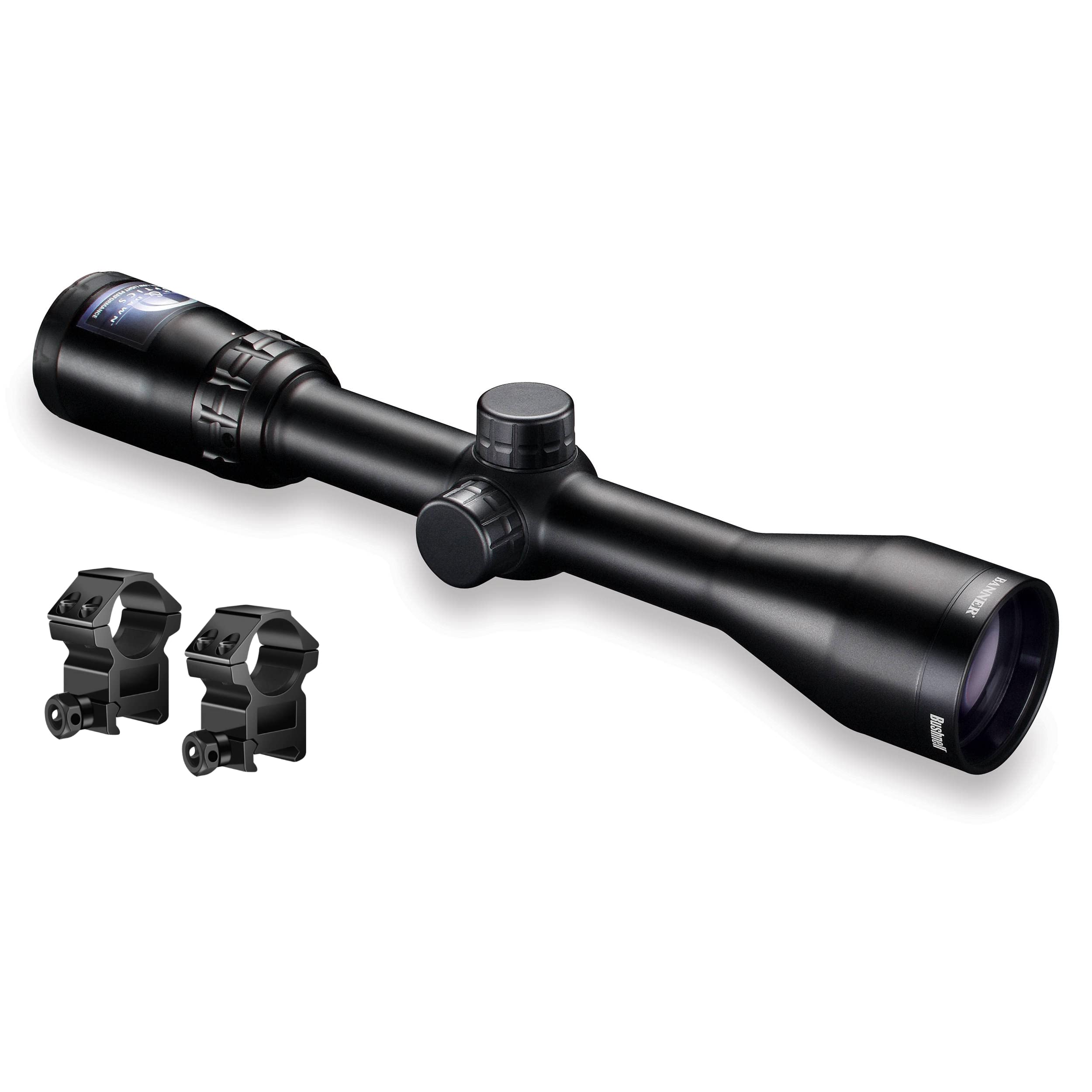 Bushnell Banner Dusk & Dawn 3-9x40 Matte Black Multi-X Reticle Riflescope with Scope Rings (3.46" Eye Relief)