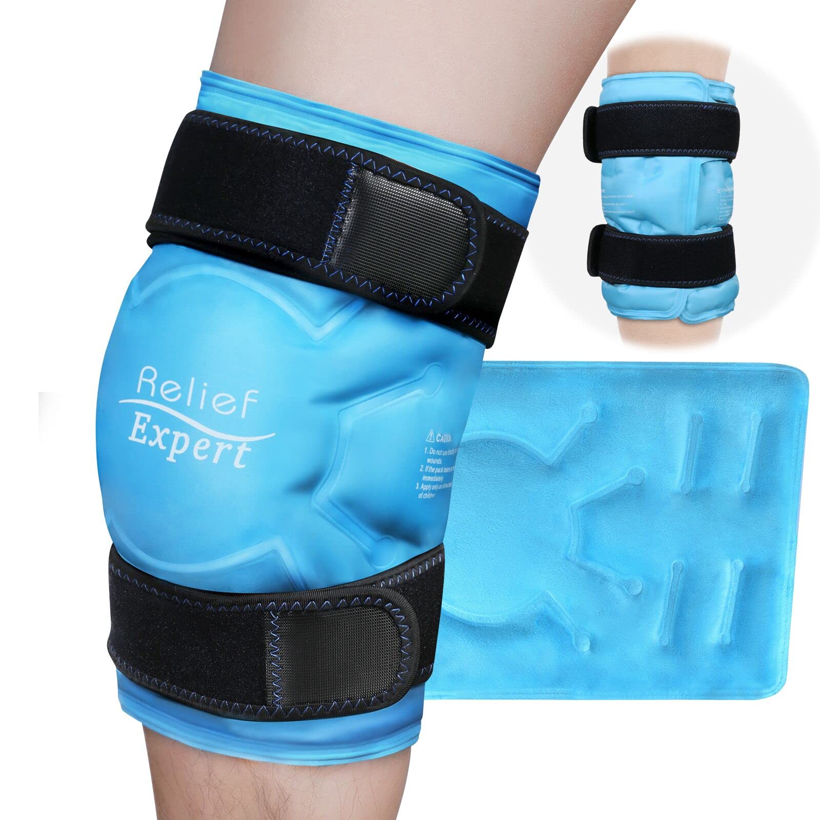 Relief Expert XL Knee Ice Pack Wrap Around Entire Knee After Replacement Surgery, Ice Pack for Knee Injuries Reusable Gel-Large