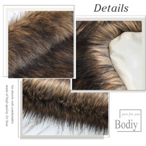 BODIY Bride Fur Shawls and Wraps 1920s Bridal Wedding Faux Fur Scarf Winter Sleeveless Fur Stole for Women and Bridesmaids (Brown)