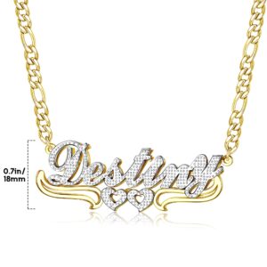 Jewenova Double Plated Name Necklace Two Tone Personalized Name Date Necklace Customized Gold Name Necklace Jewelry with Name jewelry for Women Lover Women