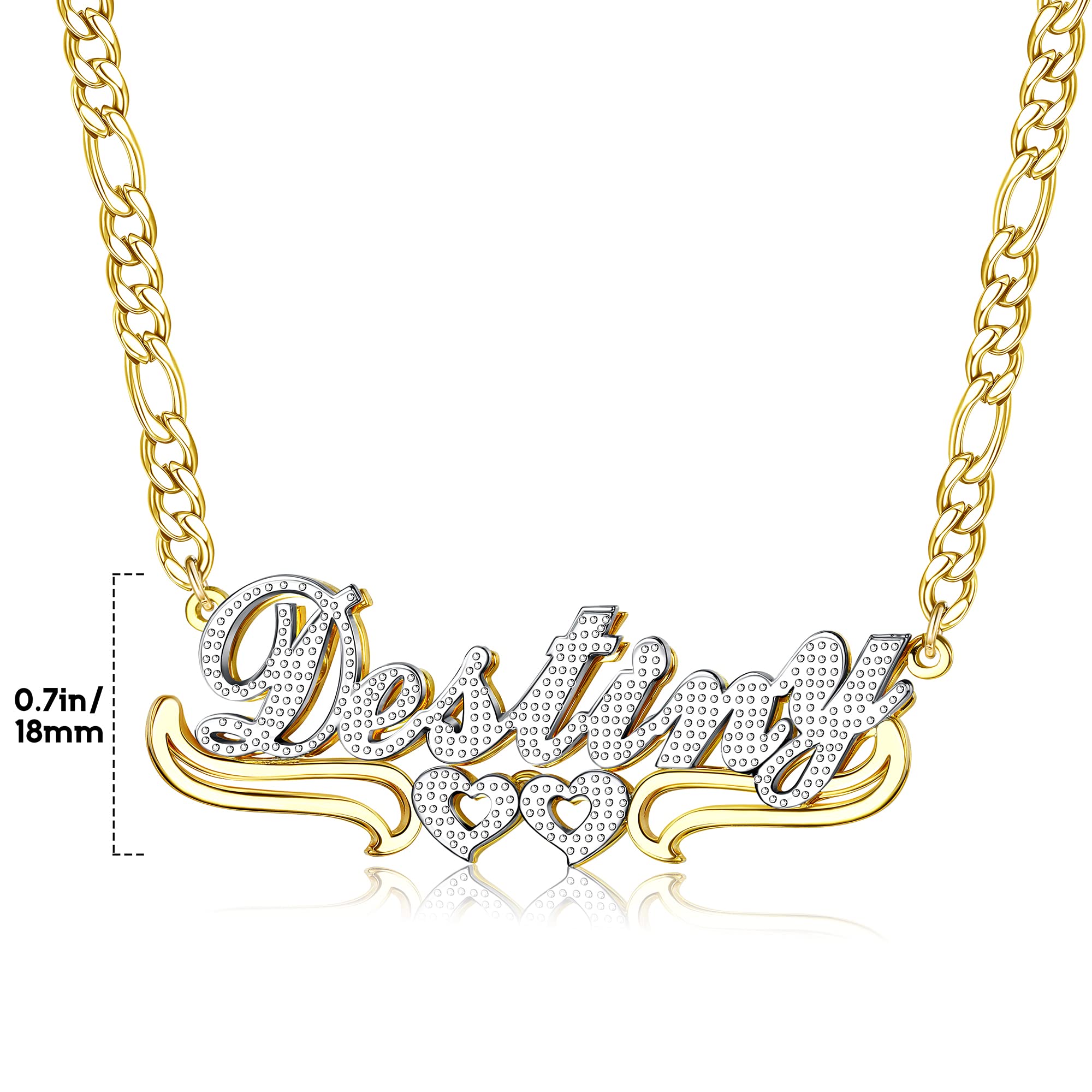 Jewenova Double Plated Name Necklace Two Tone Personalized Name Date Necklace Customized Gold Name Necklace Jewelry with Name jewelry for Women Lover Women